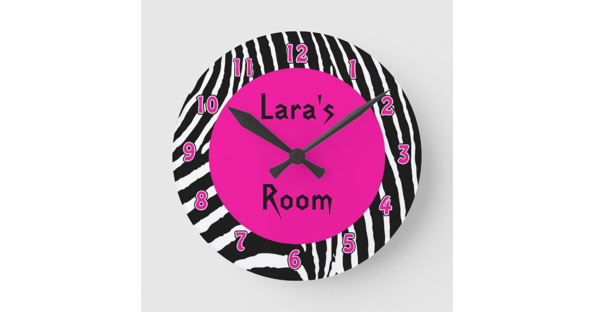Hot Pink Zebra Wall Clock | Zazzle