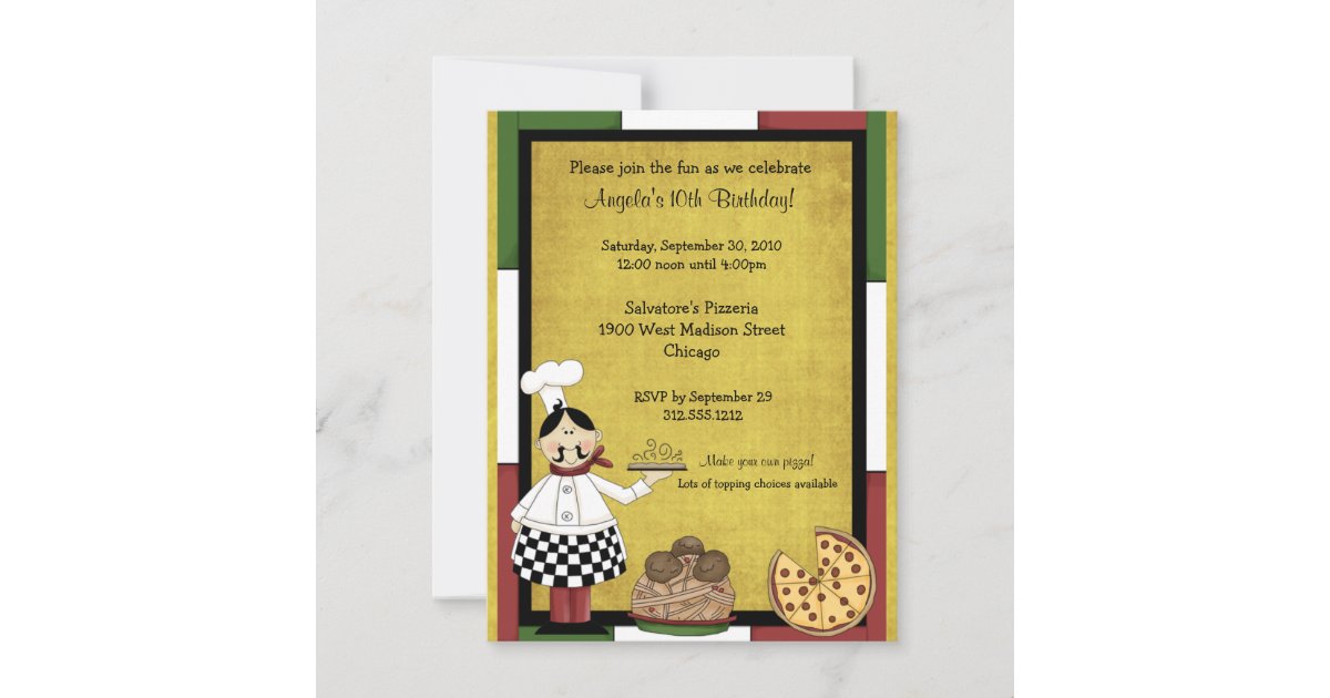 Hot Pizza Chef Party Invitation | Zazzle