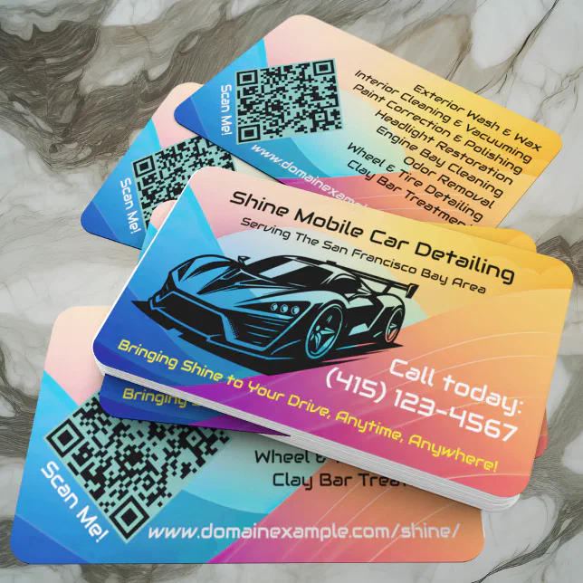 Hot Popping Mobile Auto Car Detailing QR Code URL Business Card | Zazzle