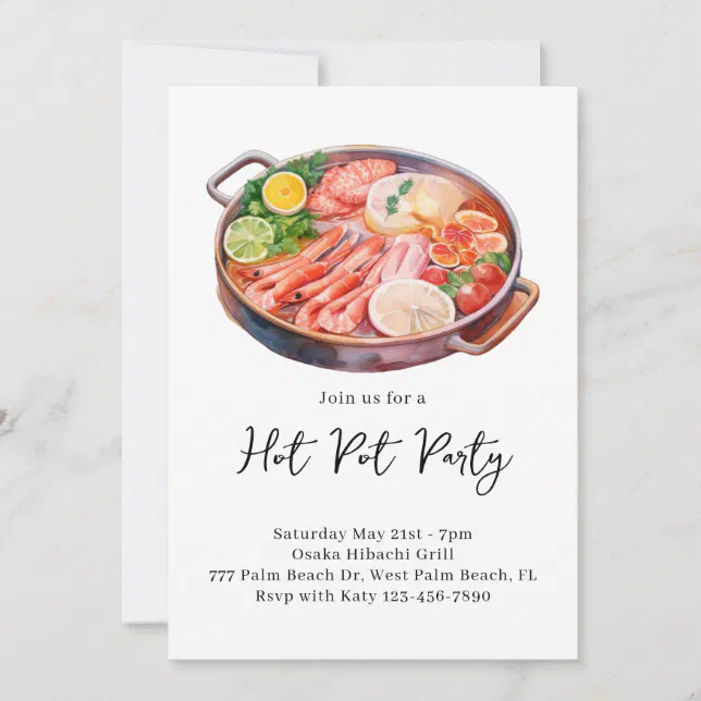 Hot Pot Dinner Party Invitation | Zazzle