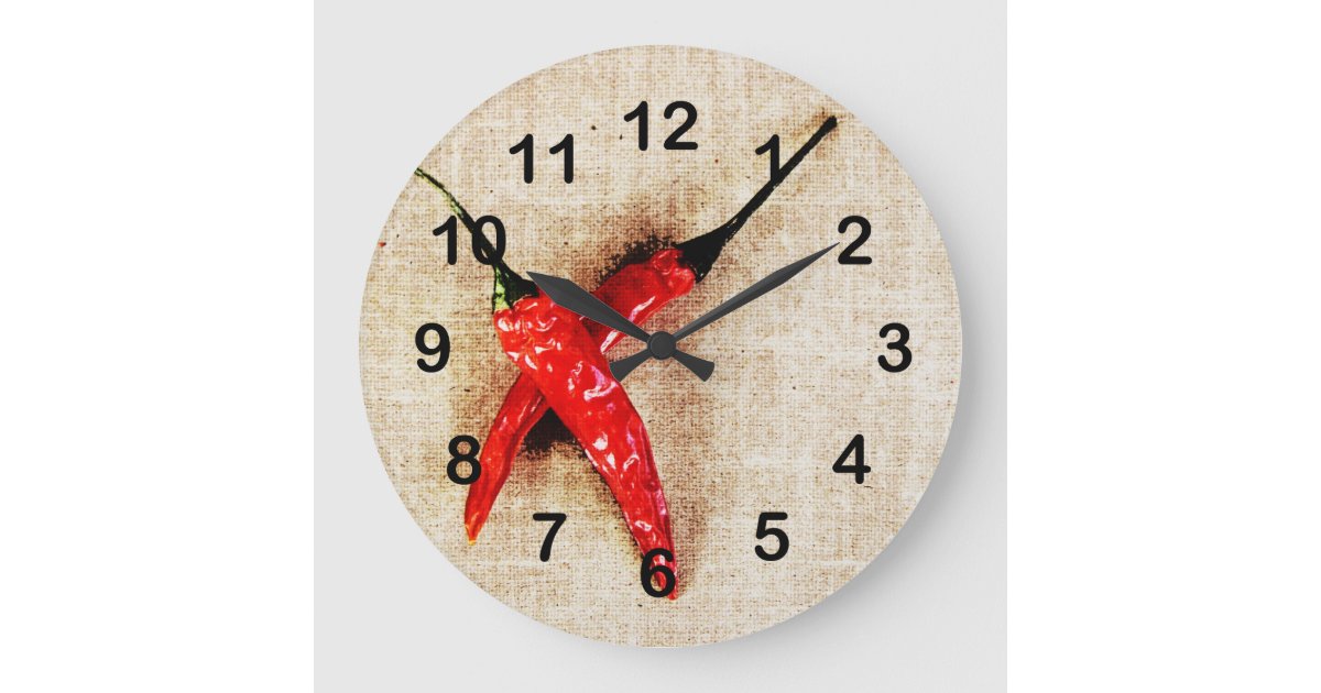 hot red chili peppers clock | Zazzle