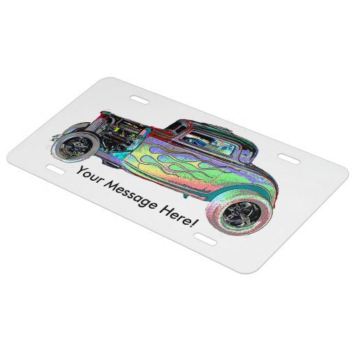 Hot Rod Add Message Personal License Plate | Zazzle