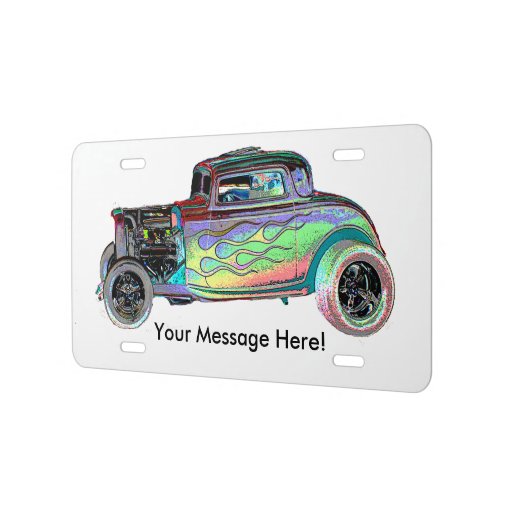 Hot Rod Add Message Personal License Plate | Zazzle