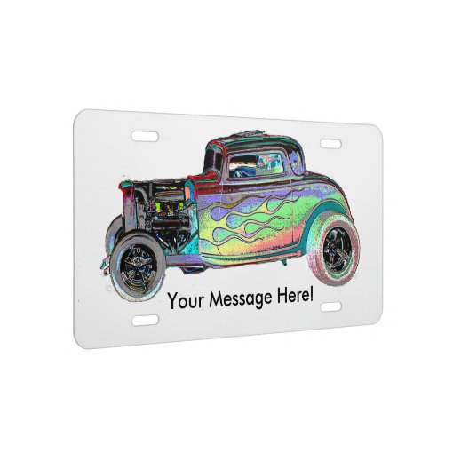Hot Rod Add Message Personal License Plate | Zazzle