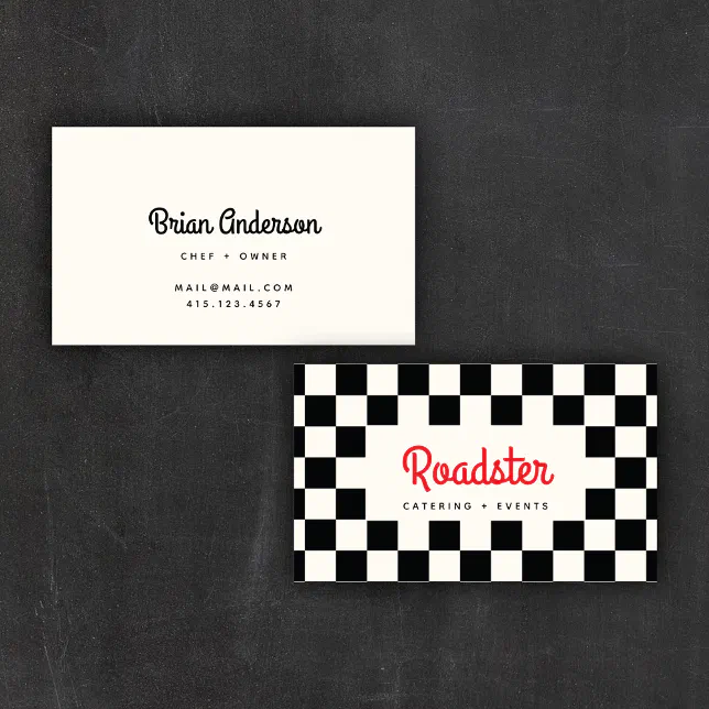 Hot Rod Black & Cream Checkered | Business Cards | Zazzle