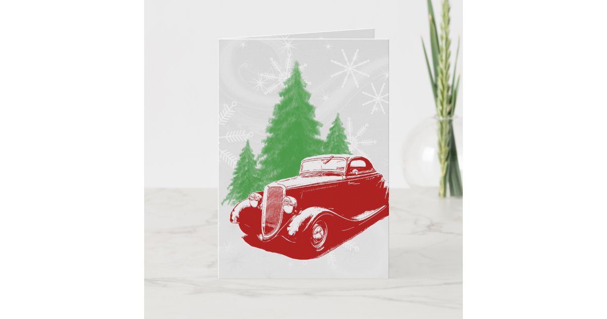 Hot Rod Christmas Holiday Card | Zazzle