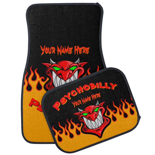 Hot Rod Custom Car Flames Psychobilly Custom Car Floor Mat | Zazzle