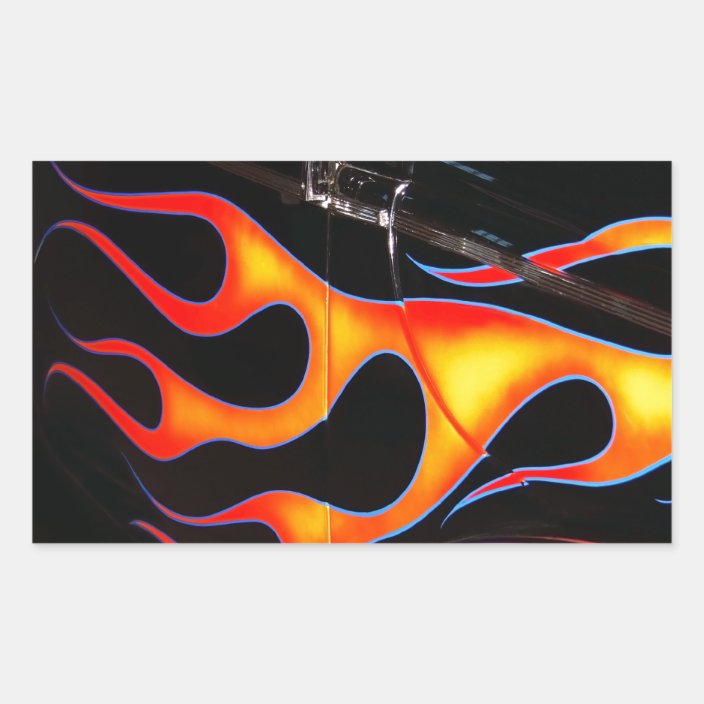Hot Rod Flames Rectangular Sticker | Zazzle.com