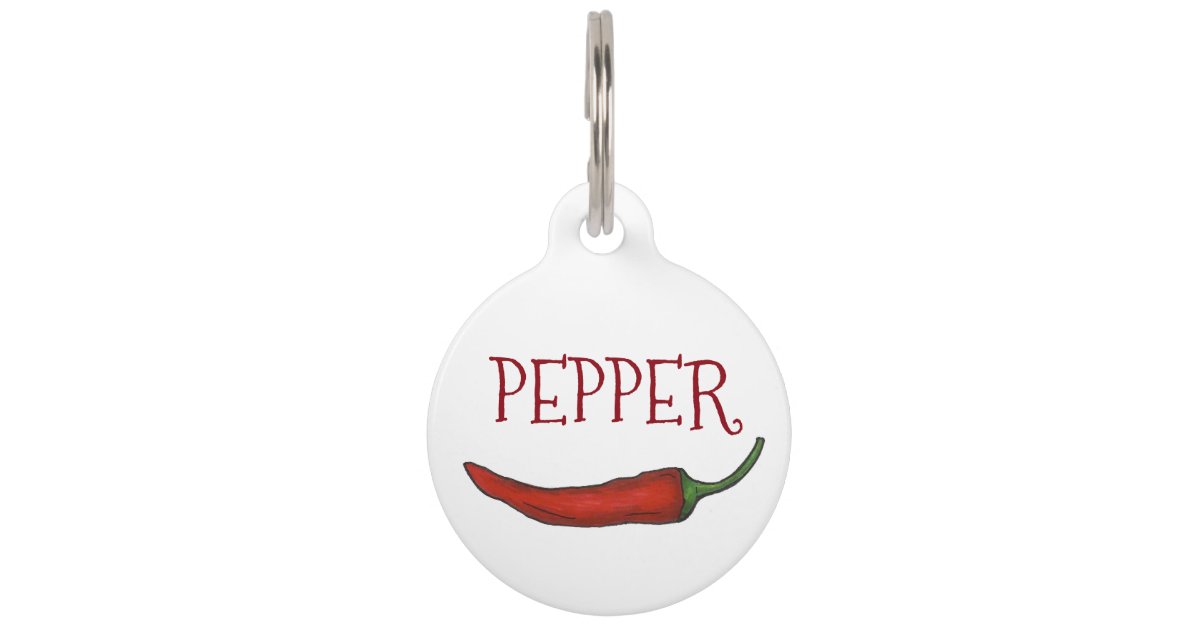 Hot Spicy Pepper Red Chili Chile Peppers Food Dog Pet Tag | Zazzle
