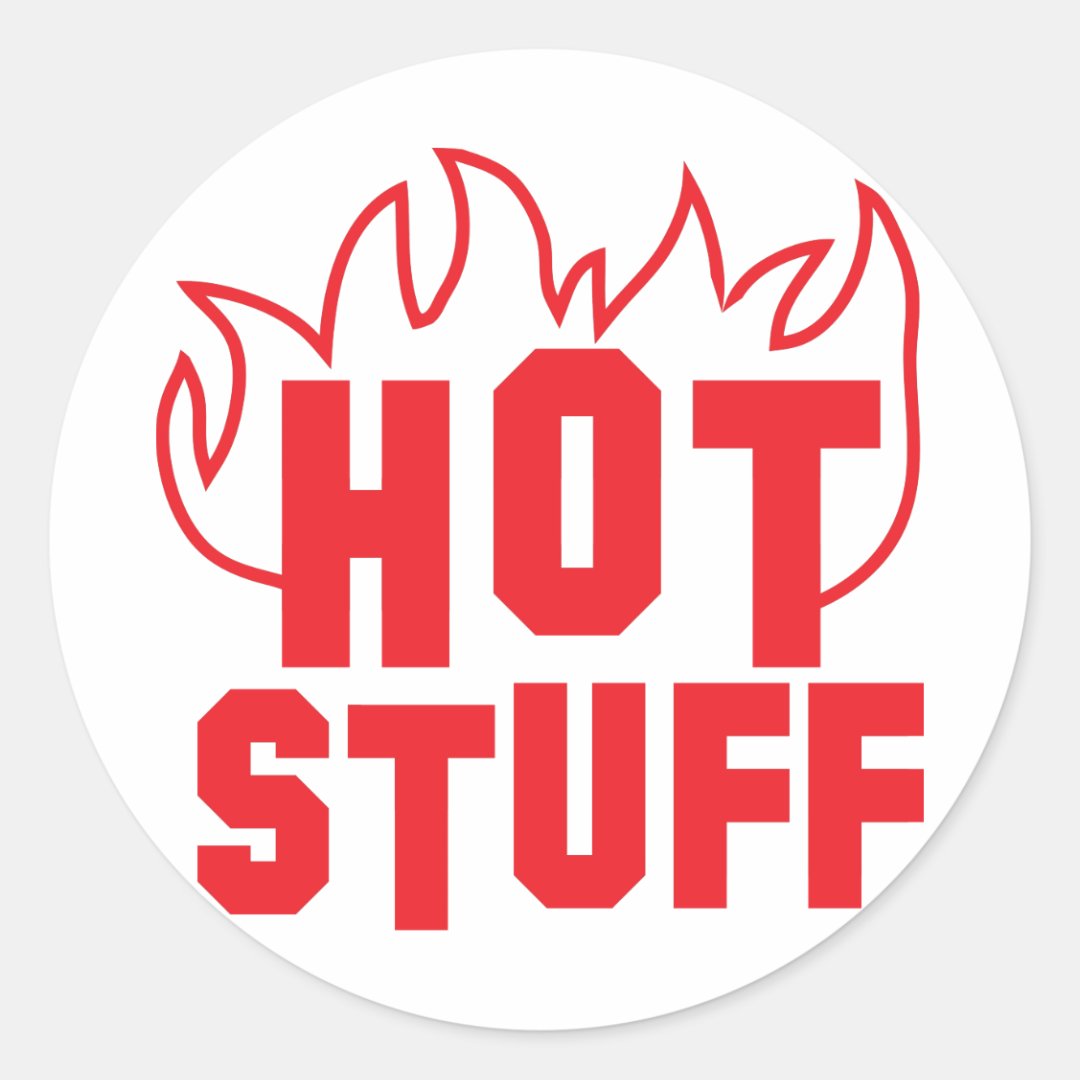 Hot stuff flames in RED Classic Round Sticker | Zazzle