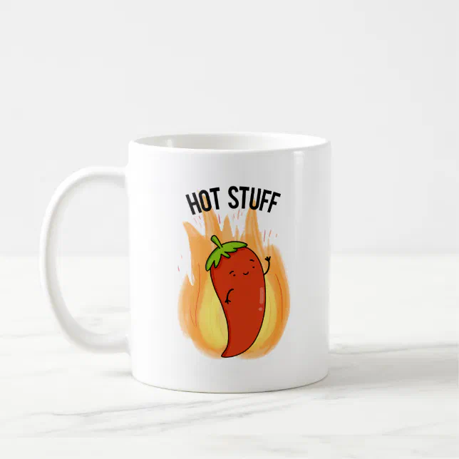 Hot Stuff Funny Red Hot Chili Pepper Pun Coffee Mug | Zazzle