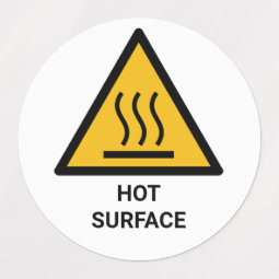 Hot Surface Warning, Extreme Heat Caution Labels | Zazzle
