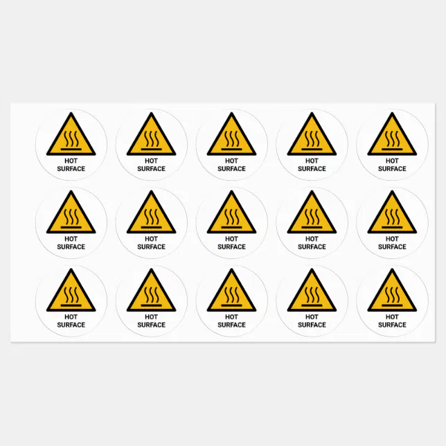 Hot Surface Warning, Extreme Heat Caution Labels | Zazzle