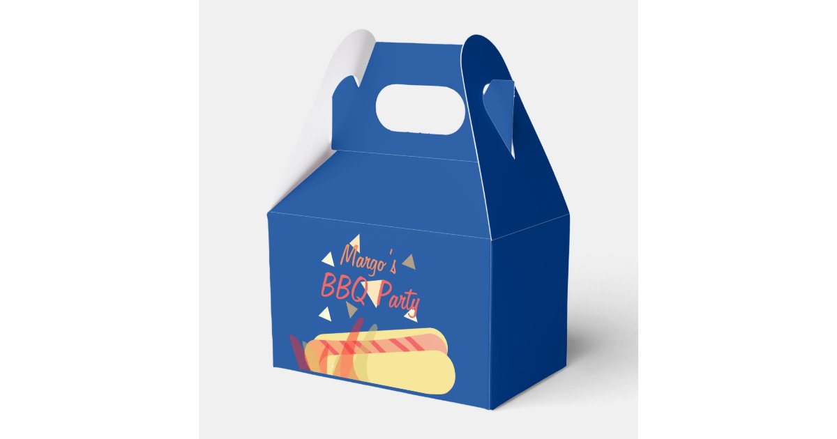 Hotdog Cookout BBQ Birthday Party Blue Favor Boxes | Zazzle