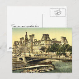 Hotel de ville, Paris, France classic Photochrom Postcard | Zazzle