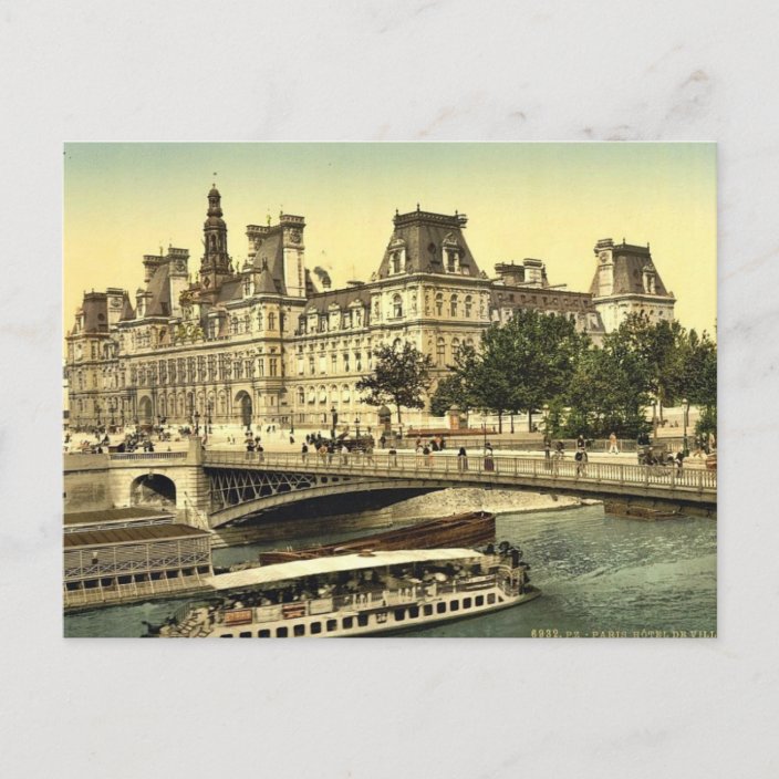 Hotel de ville, Paris, France classic Photochrom Postcard | Zazzle.com