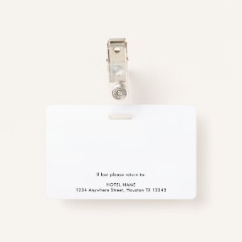 Hotel Employee Photo Overlay ID Name Logo White Badge | Zazzle