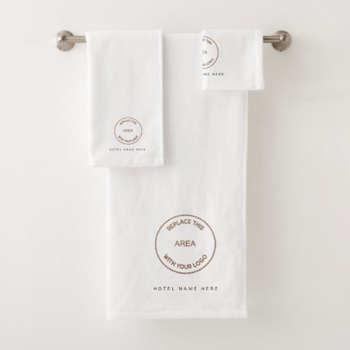 Hotel Guest House Name Business Logo White Bath Towel Set | Zazzle