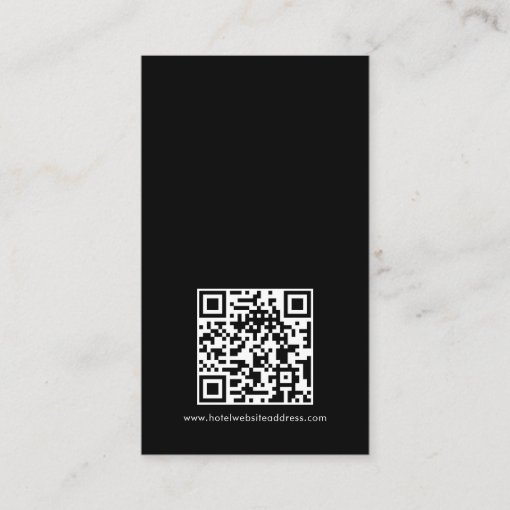 Hotel Guest House QR Code Logo Tagline Black Business Card | Zazzle