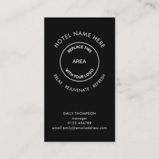 Hotel Guest House QR Code Logo Tagline Black Business Card | Zazzle