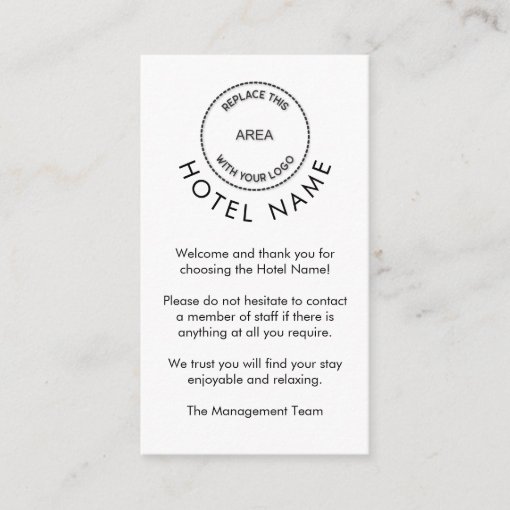 Hotel Logo Welcome Cards Guest Rooms Any Color | Zazzle