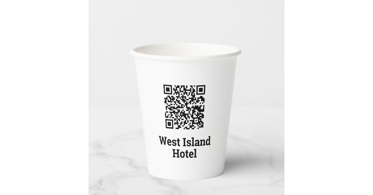 Hotel QR Code Design Paper Cups | Zazzle