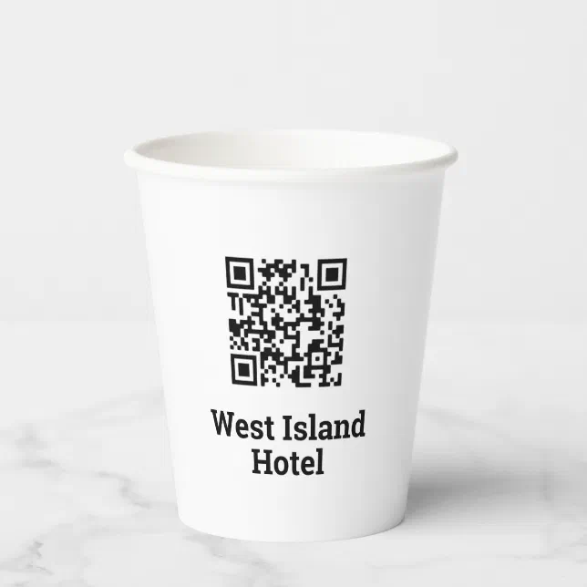 Hotel QR Code Design Paper Cups | Zazzle