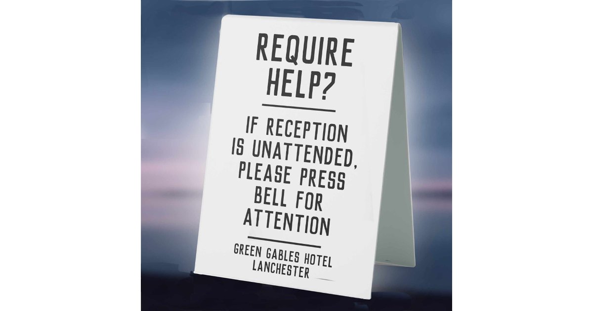 Hotel Reception Unattended Instructions Table Tent | Zazzle