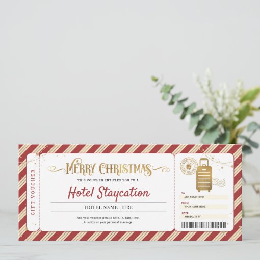 Hotel Reservation Stay Christmas Gift Voucher Invitation | Zazzle