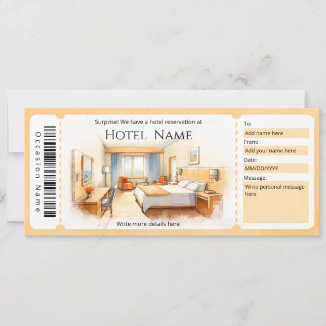 Hotel Reservation Staycation Gift Certificate Invitation | Zazzle