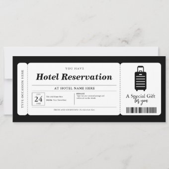 Hotel Reservation Staycation Voucher Certificate Invitation | Zazzle