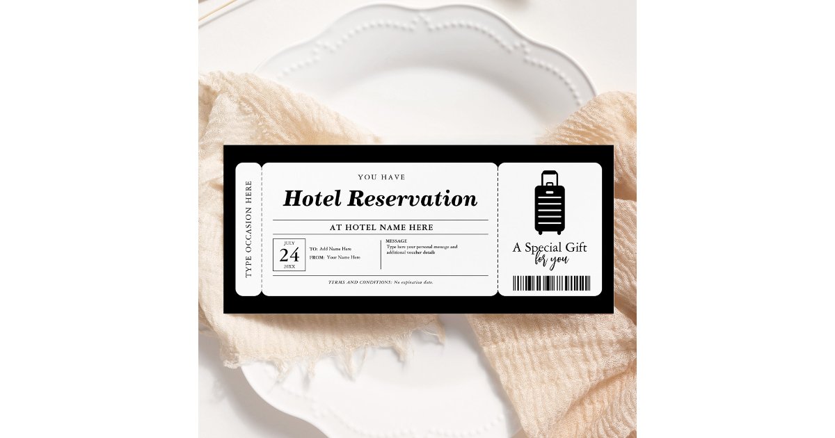 Hotel Reservation Staycation Voucher Certificate Invitation | Zazzle