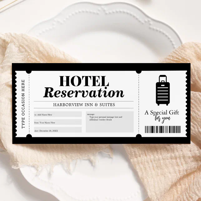 Hotel Reservation Staycation Voucher Certificate Invitation | Zazzle