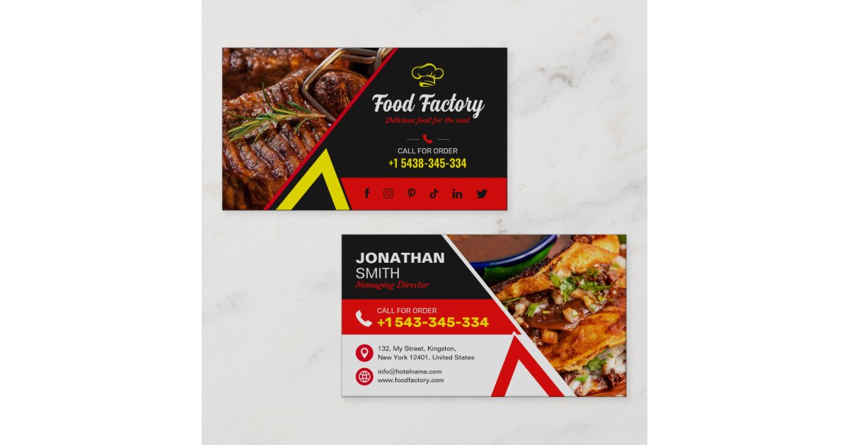 Hotel, Restaurant, Cafe, Food Business Card + Logo | Zazzle