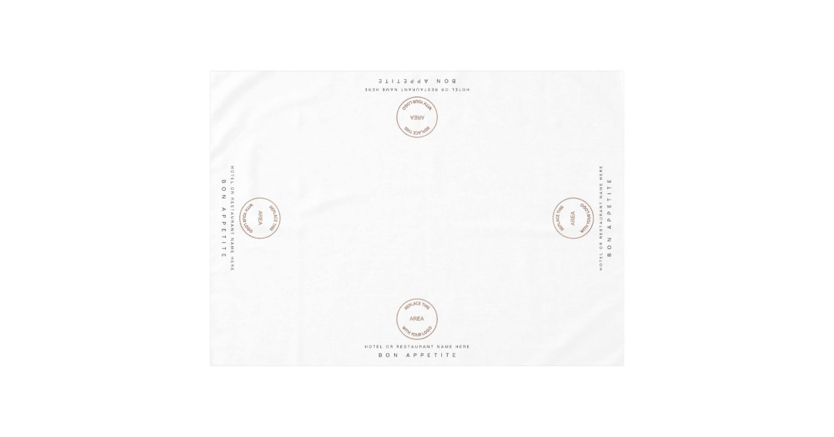 Hotel Restaurant Logo Name Bon Appetite White Tablecloth | Zazzle