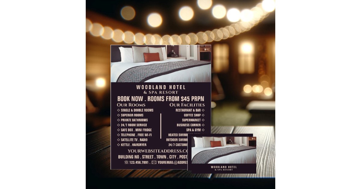 Hotel Room, Hotel Accommodation Business Card | Zazzle