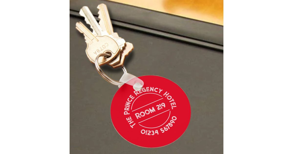 Hotel Room Keyring with Room Number | Zazzle