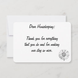 Hotel Staff and Housekeeping Thank You Card | Zazzle
