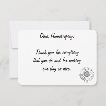 Hotel Staff and Housekeeping Thank You Card | Zazzle