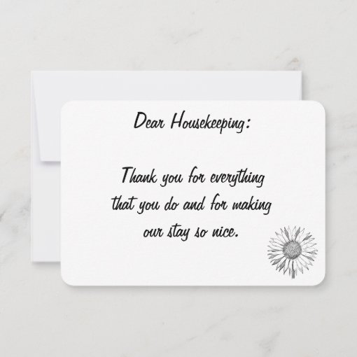 Hotel Staff and Housekeeping Thank You Card | Zazzle