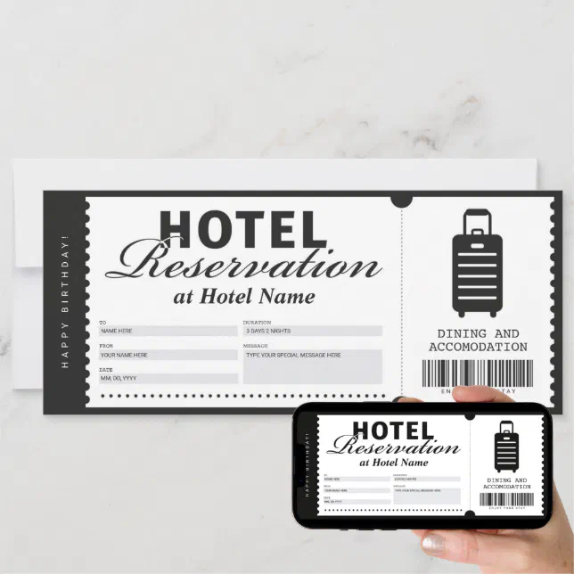 Hotel Stay Reservation Voucher Certificate Invitation | Zazzle