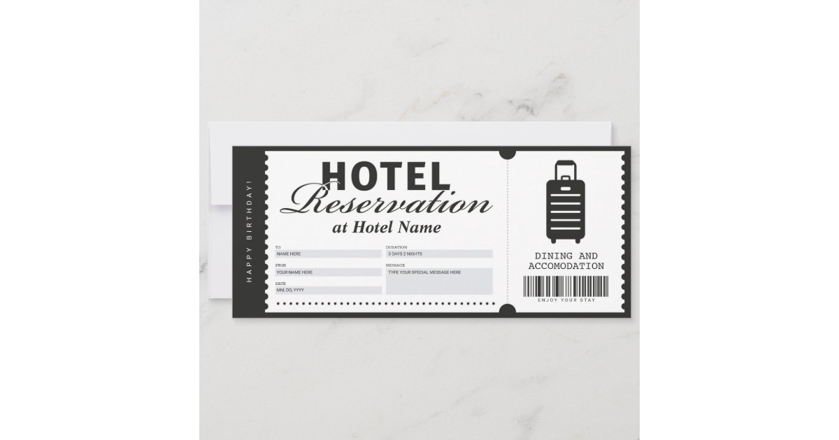 Hotel Stay Reservation Voucher Certificate Invitation | Zazzle