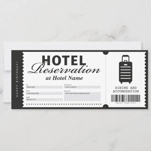 Hotel Stay Reservation Voucher Certificate Invitation | Zazzle