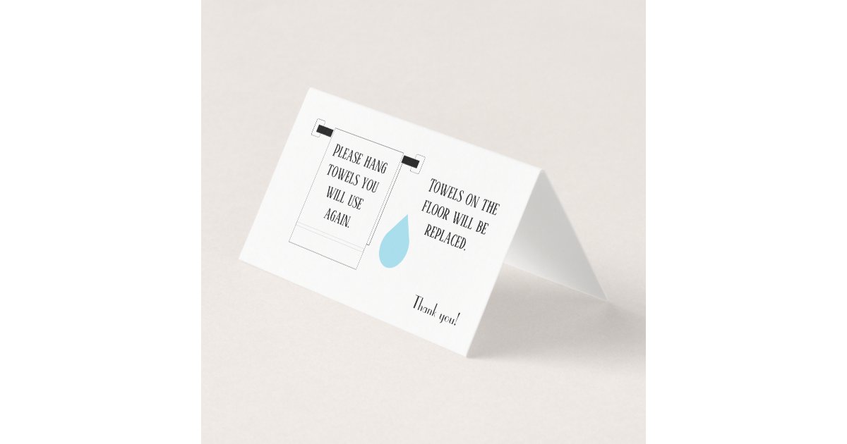 Hotel Towel Sign Business Card | Zazzle