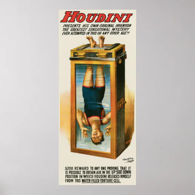 Houdini ~ Illusionist Vintage Escape Artist Poster | Zazzle