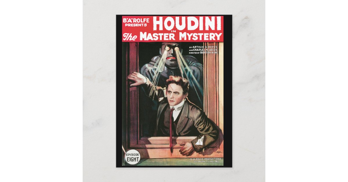 Houdini, The Mastery Mystery vintage poster 1919 Postcard | Zazzle
