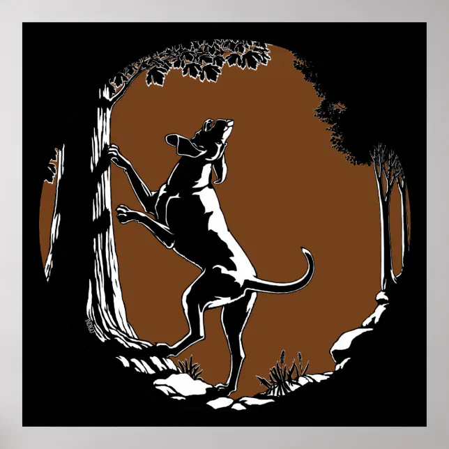 Hound Dog Art Poster Cool Hunting Dog Art Prints | Zazzle