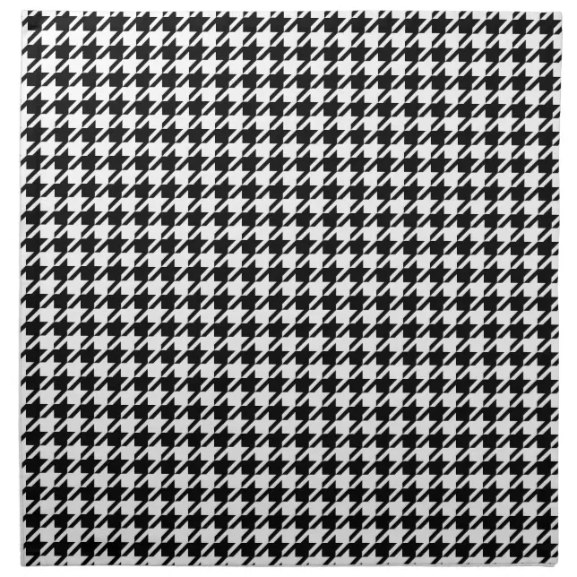 Houndstooth Black and White Jagged Checks Pattern Cloth Napkin | Zazzle