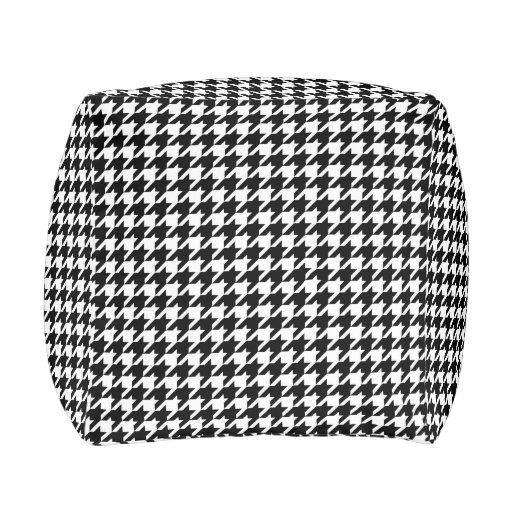 Houndstooth Check Pattern in Black and White Pouf | Zazzle