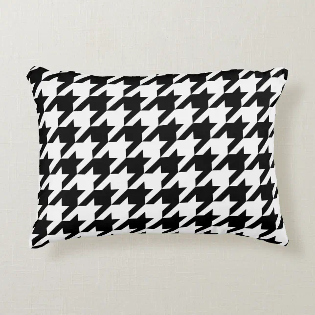 Houndstooth classic weaving black white pattern decorative pillow | Zazzle